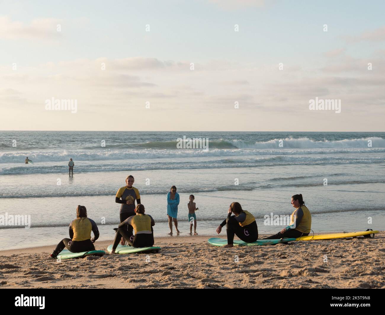 A surf lesson at the small coastal town of Tocha in Cantanhede ...