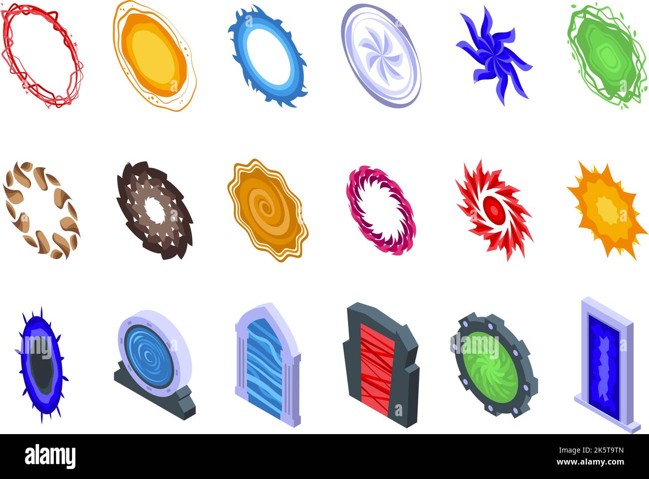 Portal icons set isometric vector. Digital stage. Magic game Stock Vector Image & Art - Alamy