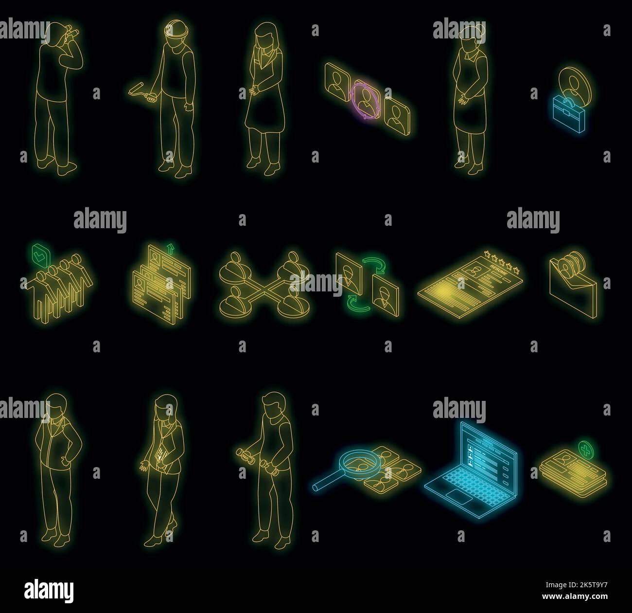 Human resources icons set. Isometric set of human resources vector ...