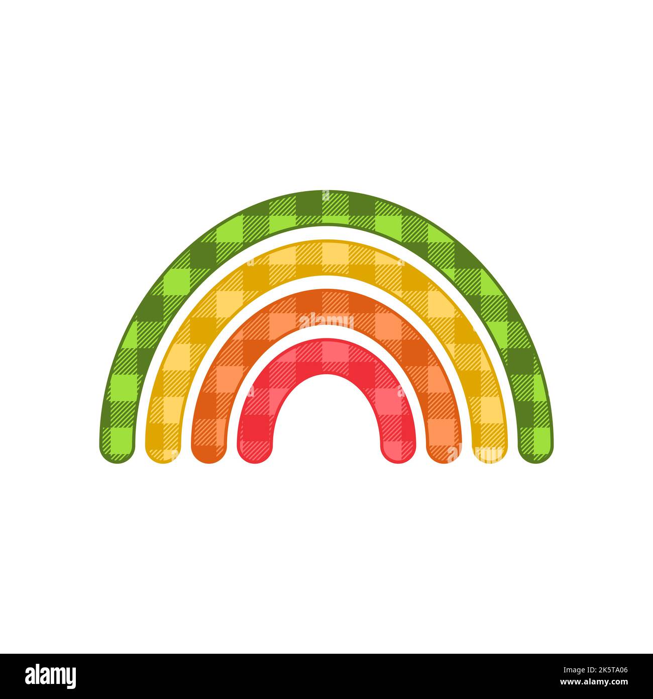 Boho rainbow decorated with buffalo plaid isolated on white Stock ...