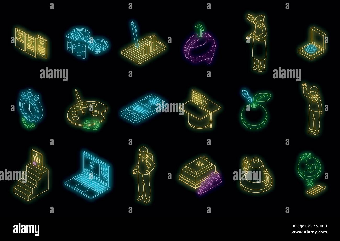 Education workflow icons set. Isometric set of education workflow ...
