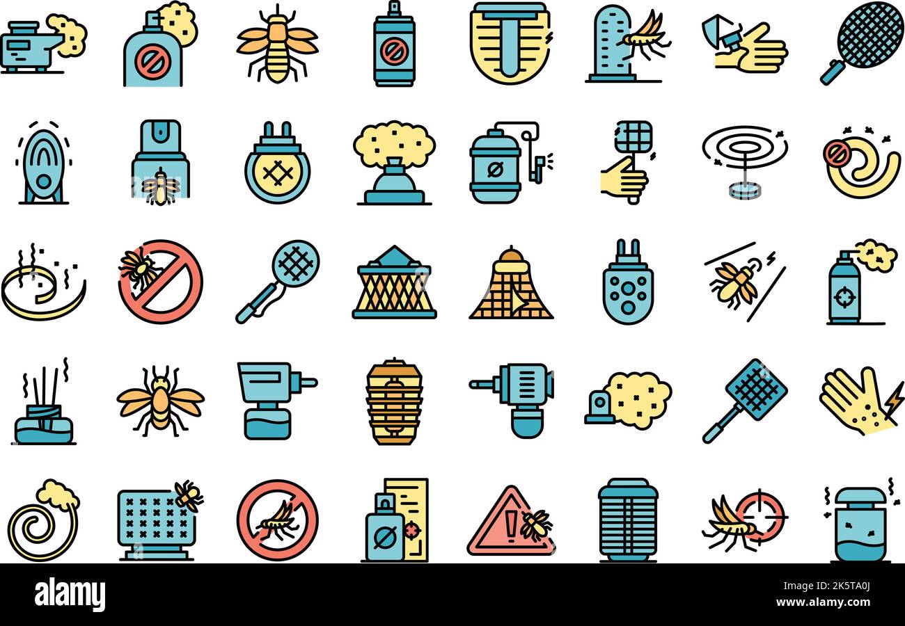 Mosquito protective icons set outline vector. Aerosol bite. Insect ...