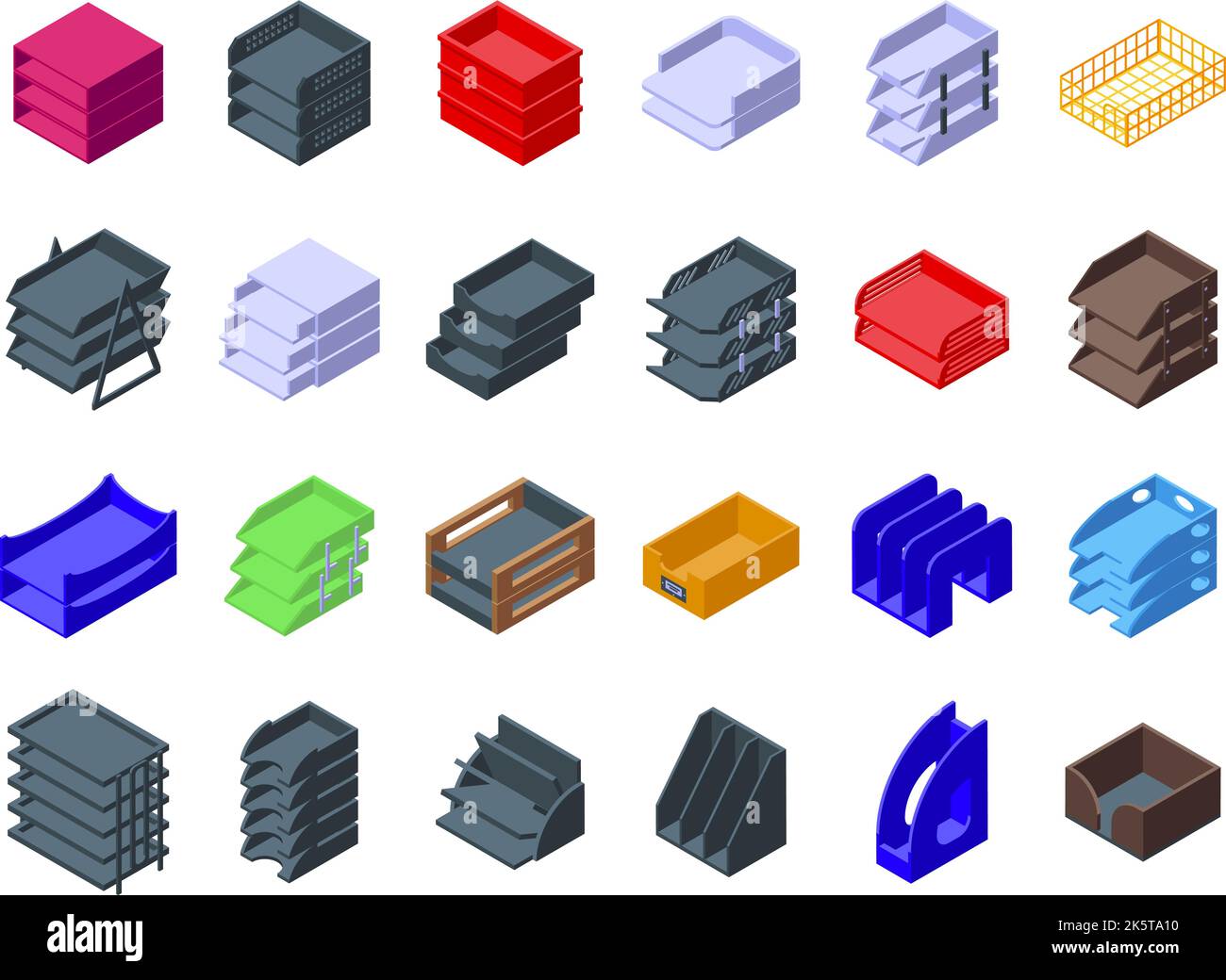 Paper tray icons set isometric vector. Office rack. Storage file Stock ...