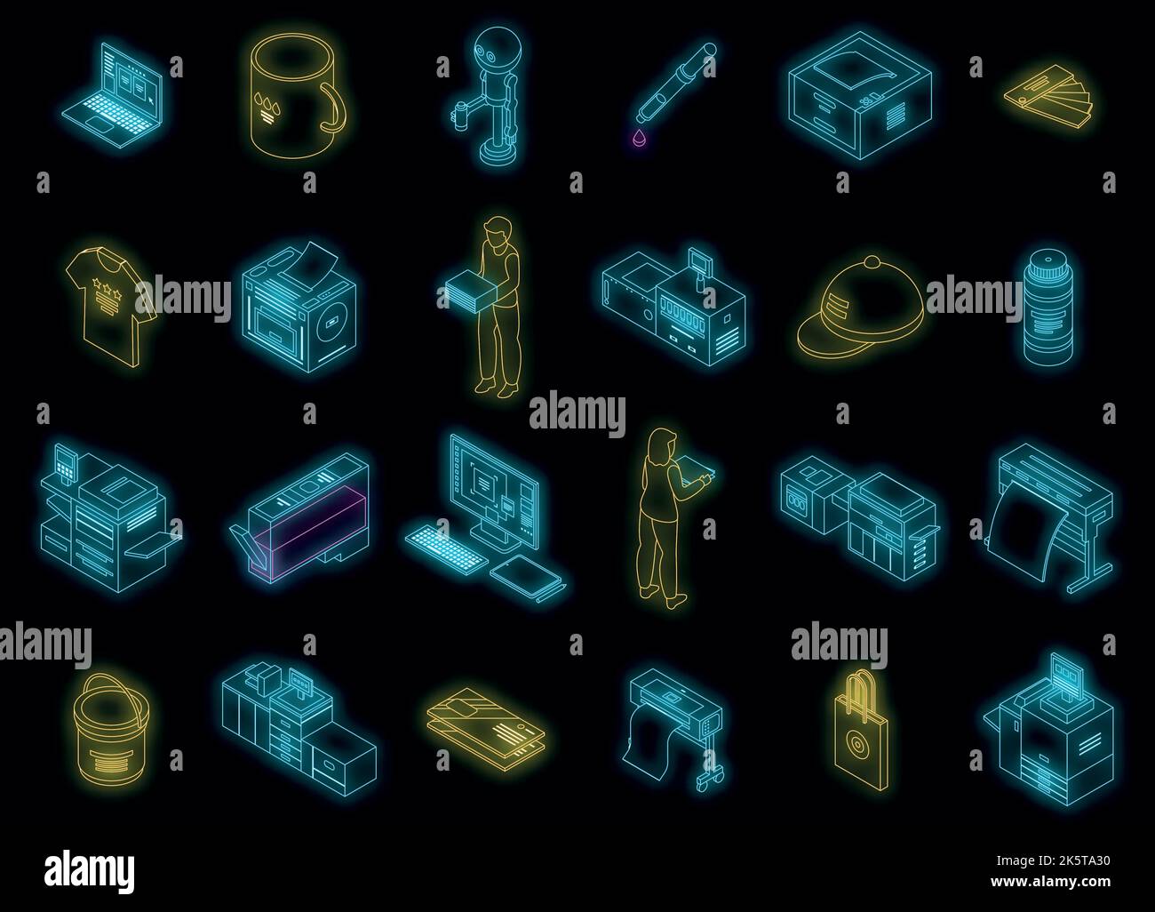 Digital printing icons set. Isometric set of digital printing vector ... Digital printing icons set. Isometric set of digital printing vector ...