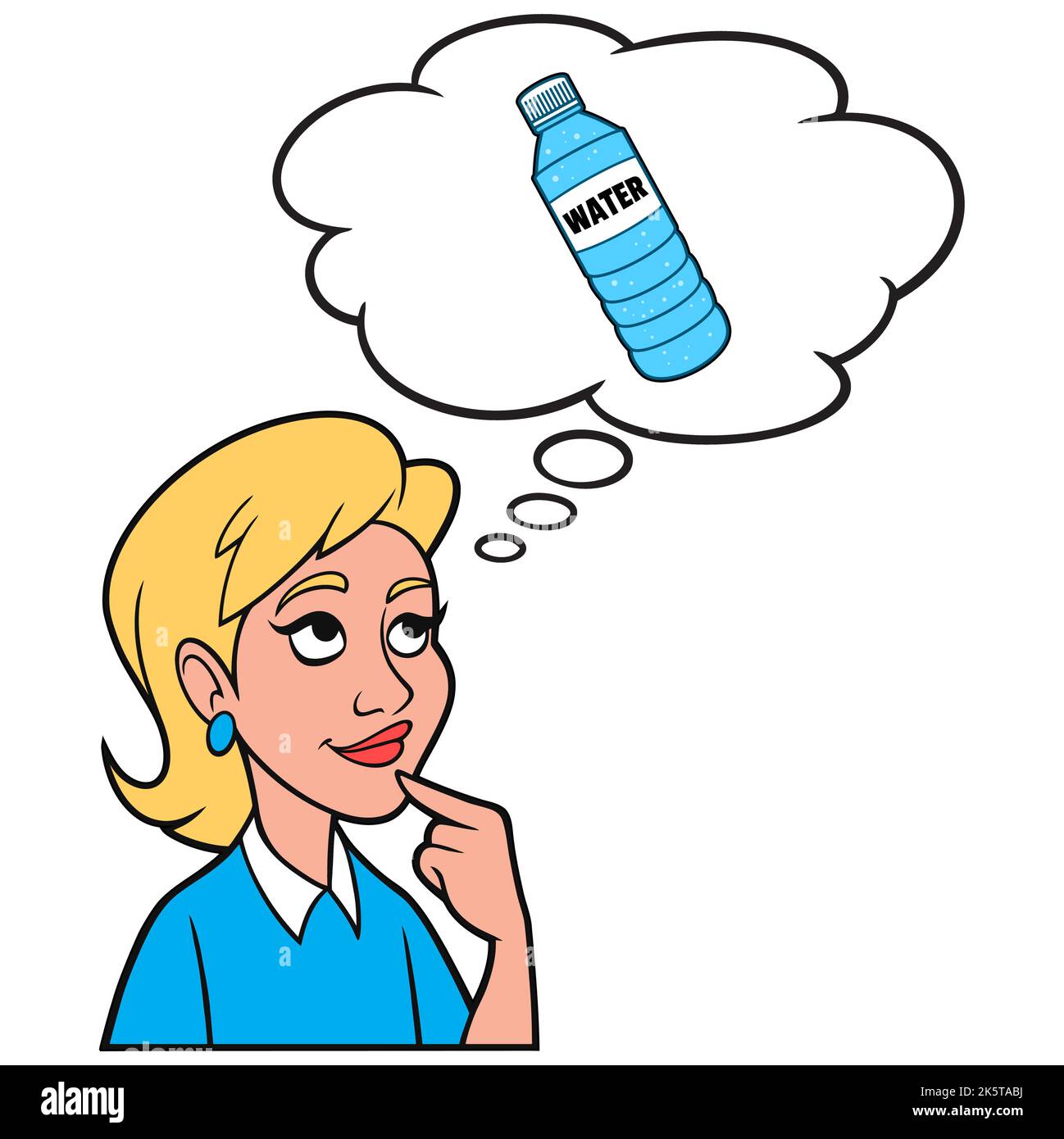 Girl thinking about Bottled Water - A cartoon illustration of a Girl ...