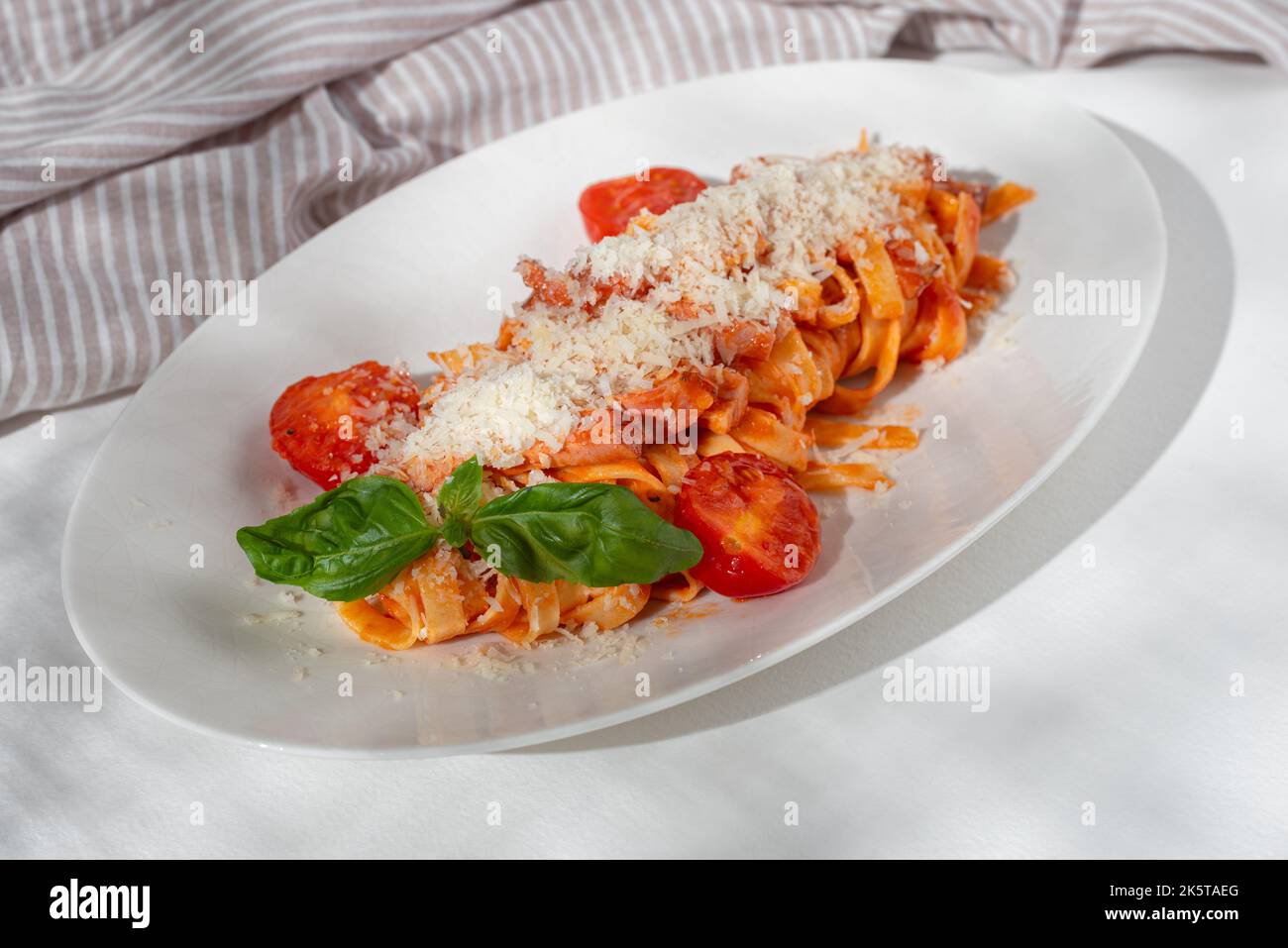 Homemade Bucatini, Amatriciana Pasta with bacon, cherry tomatoes and ...