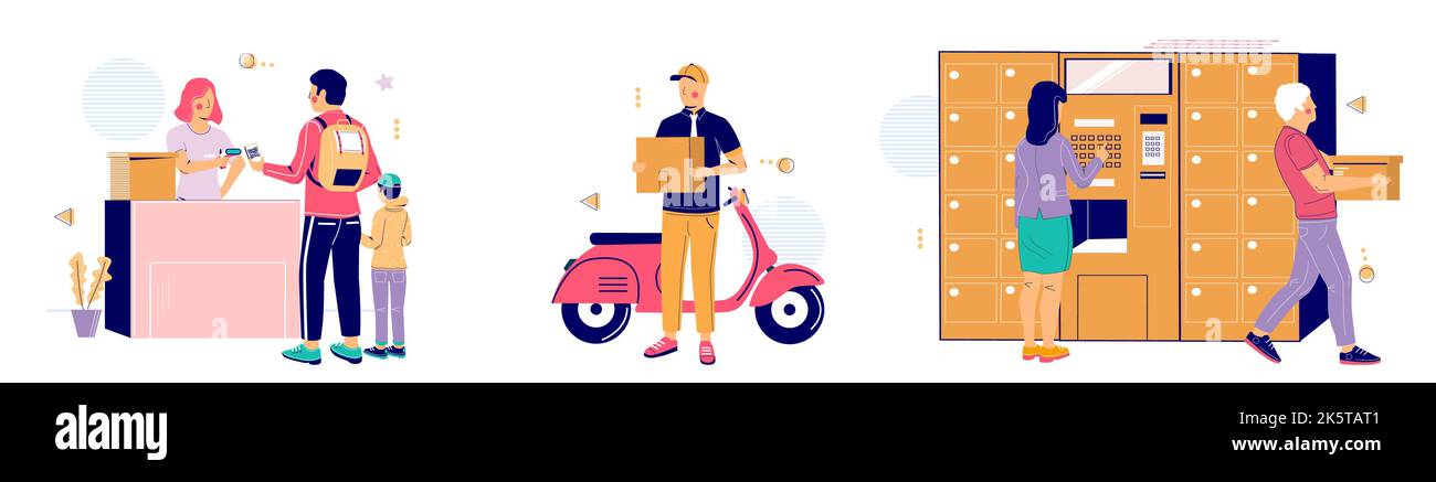 Parcel delivery and courier postal service vector Stock Vector Image ...