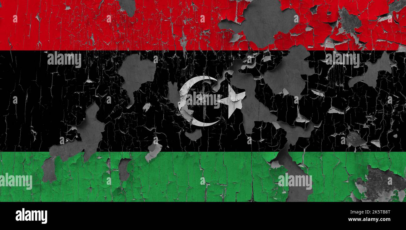 3D Flag of Libya on an old stone wall background Stock Photo - Alamy