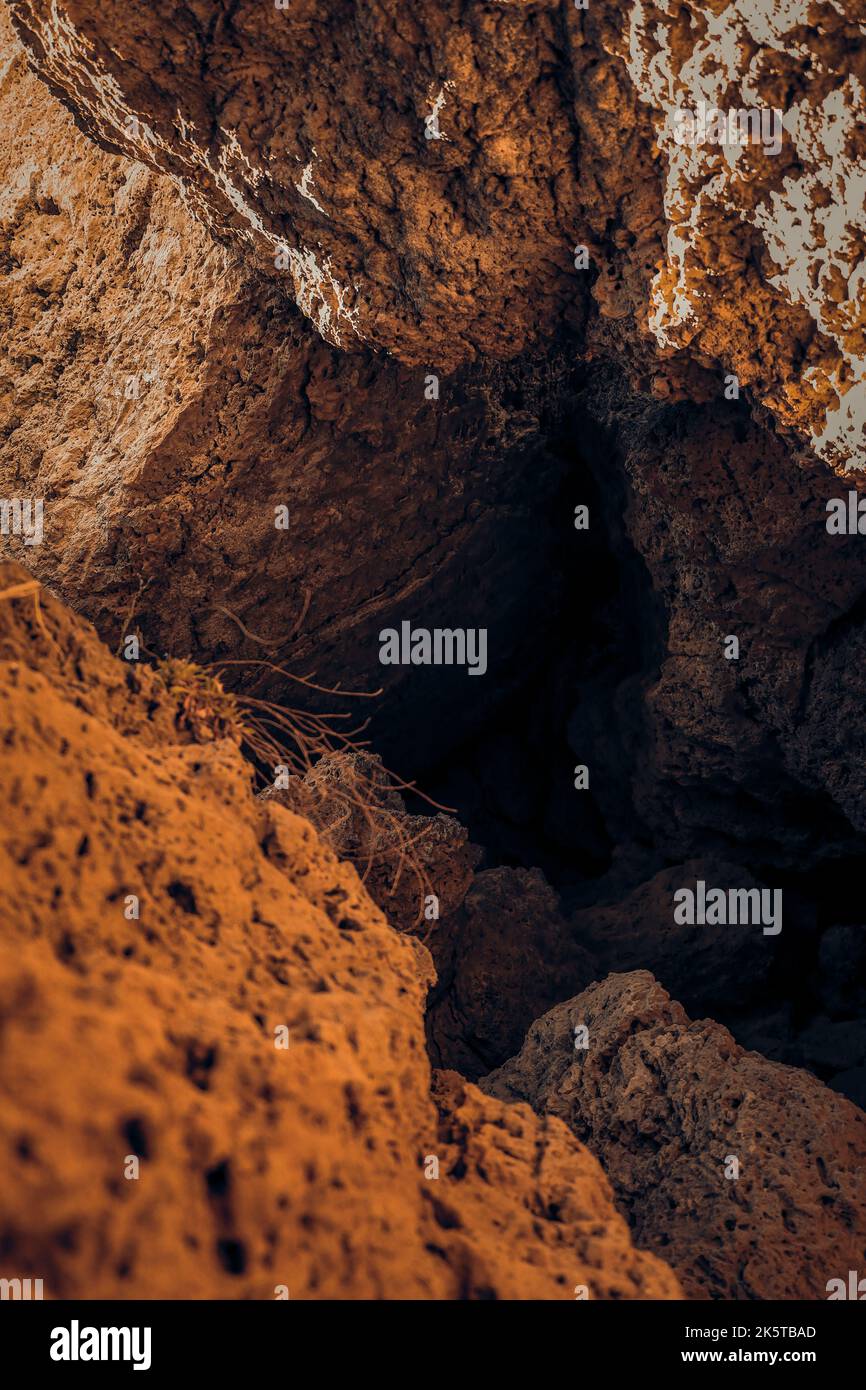 A vertical closeup of cave texture and rock formations Stock Photo - Alamy