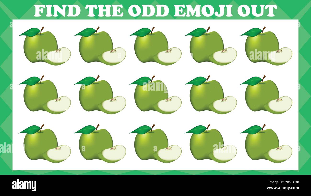 Find The Odd Emoji Out, Visual Logic Puzzle Game. Activity Game For Children. Vector ...