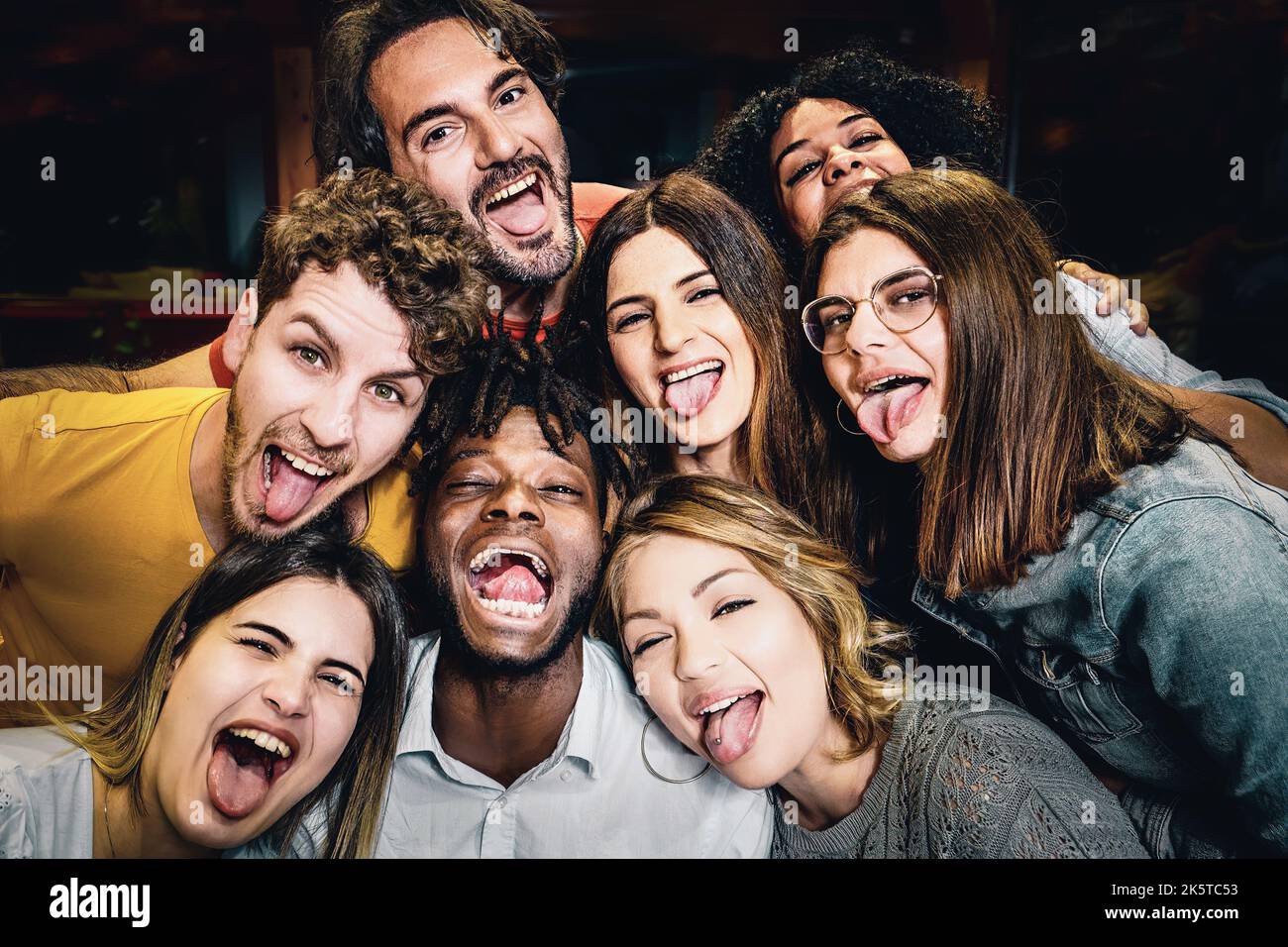 Portrait of cheerful multi racial friends from different countries ...