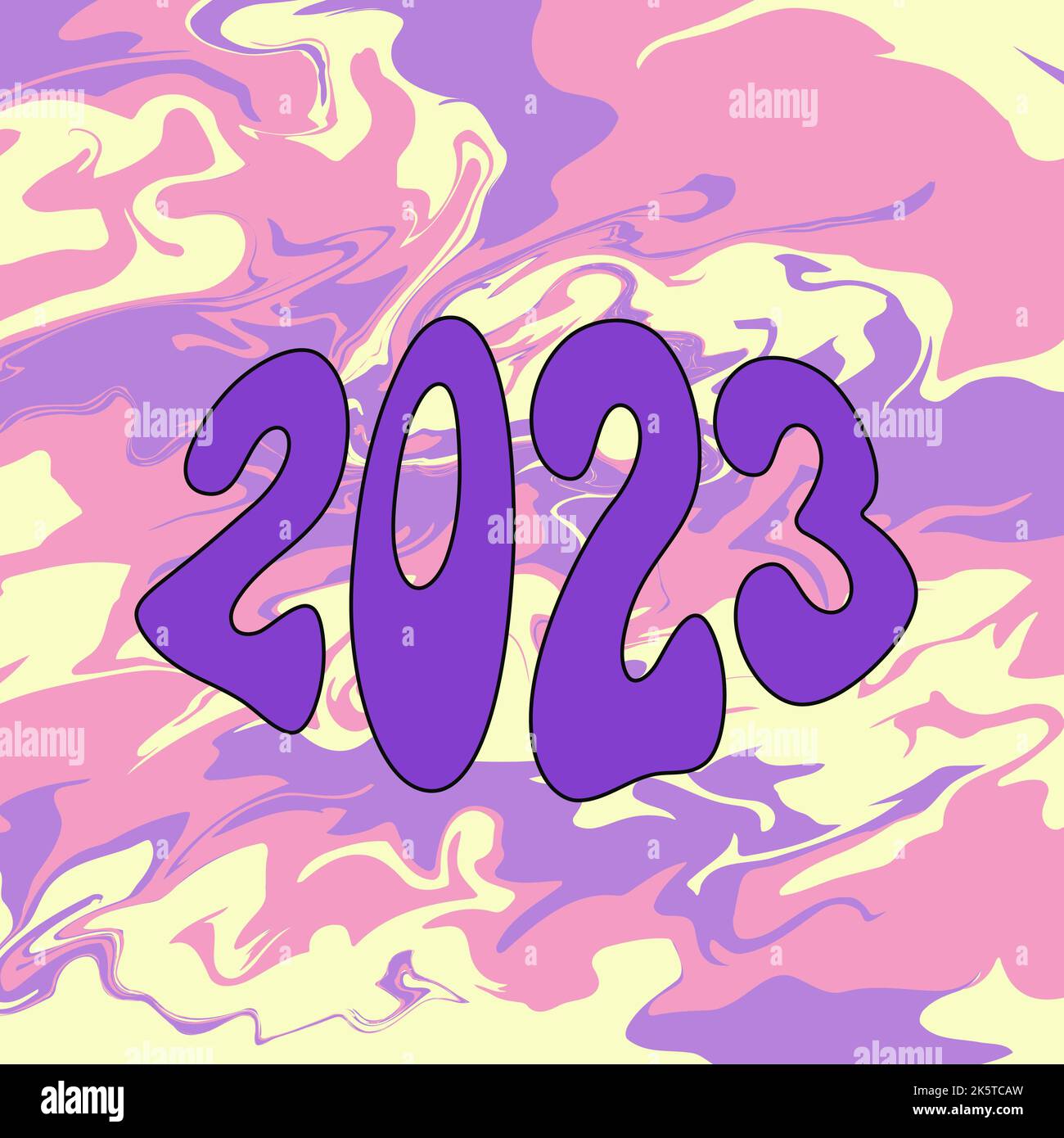 2023 numbers on abstract trippy background. New Year 2023 lettering ...