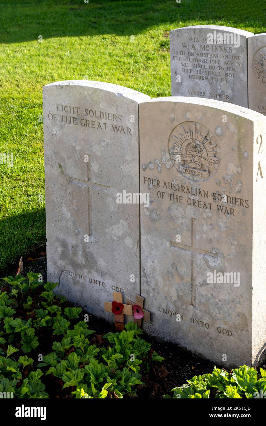 War Graves in Tyne Cot Commonwealth Cemetery for the dead of the First ...