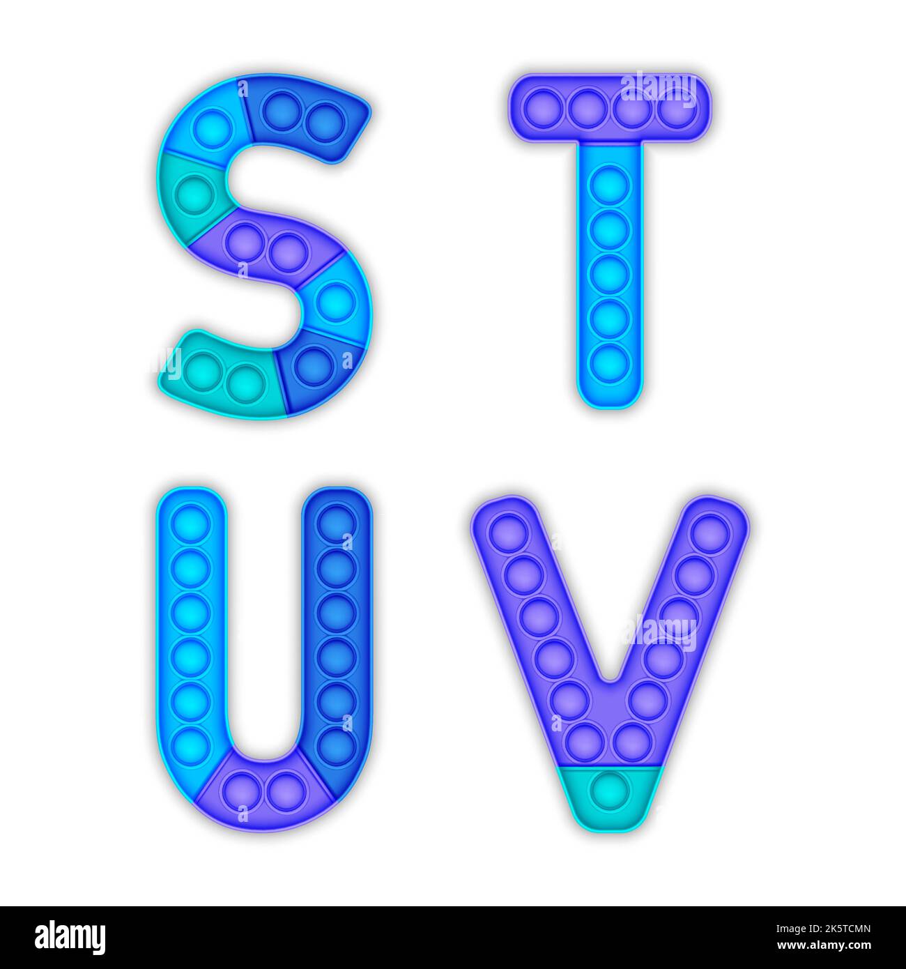 A set of blue realistic pop it toys in the form of an alphabet Stock ...