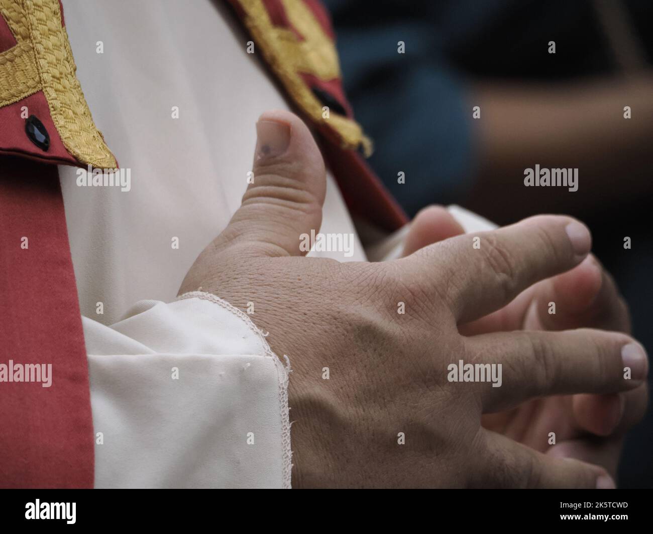 crossend hands man wearing medieval dress detail Stock Photo - Alamy