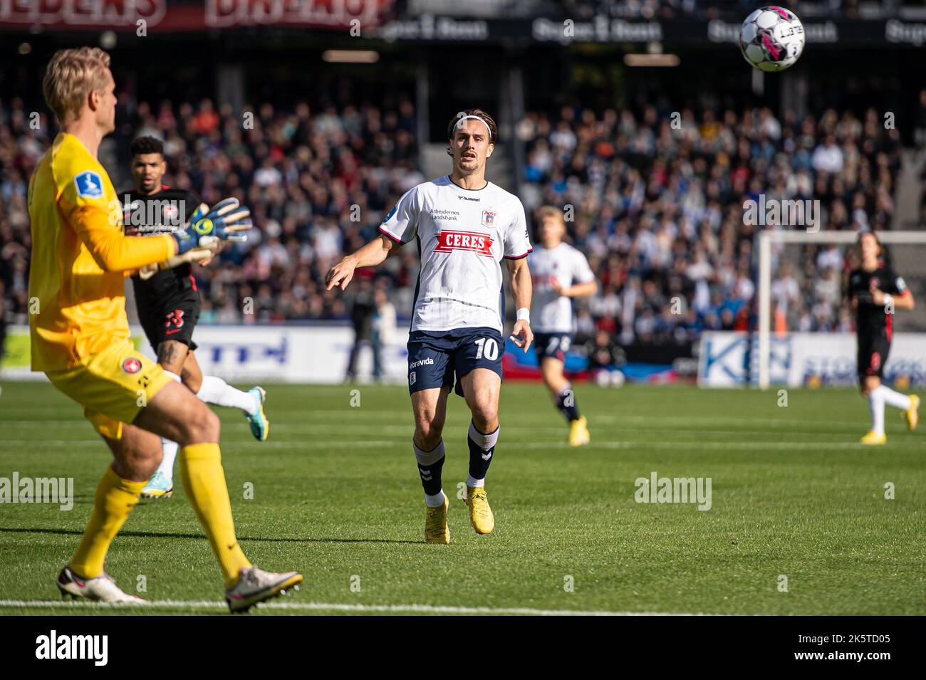 Aarhus, Denmark. 09th Oct, 2022. Sigurd Haugen (10) of AGF seen during ...
