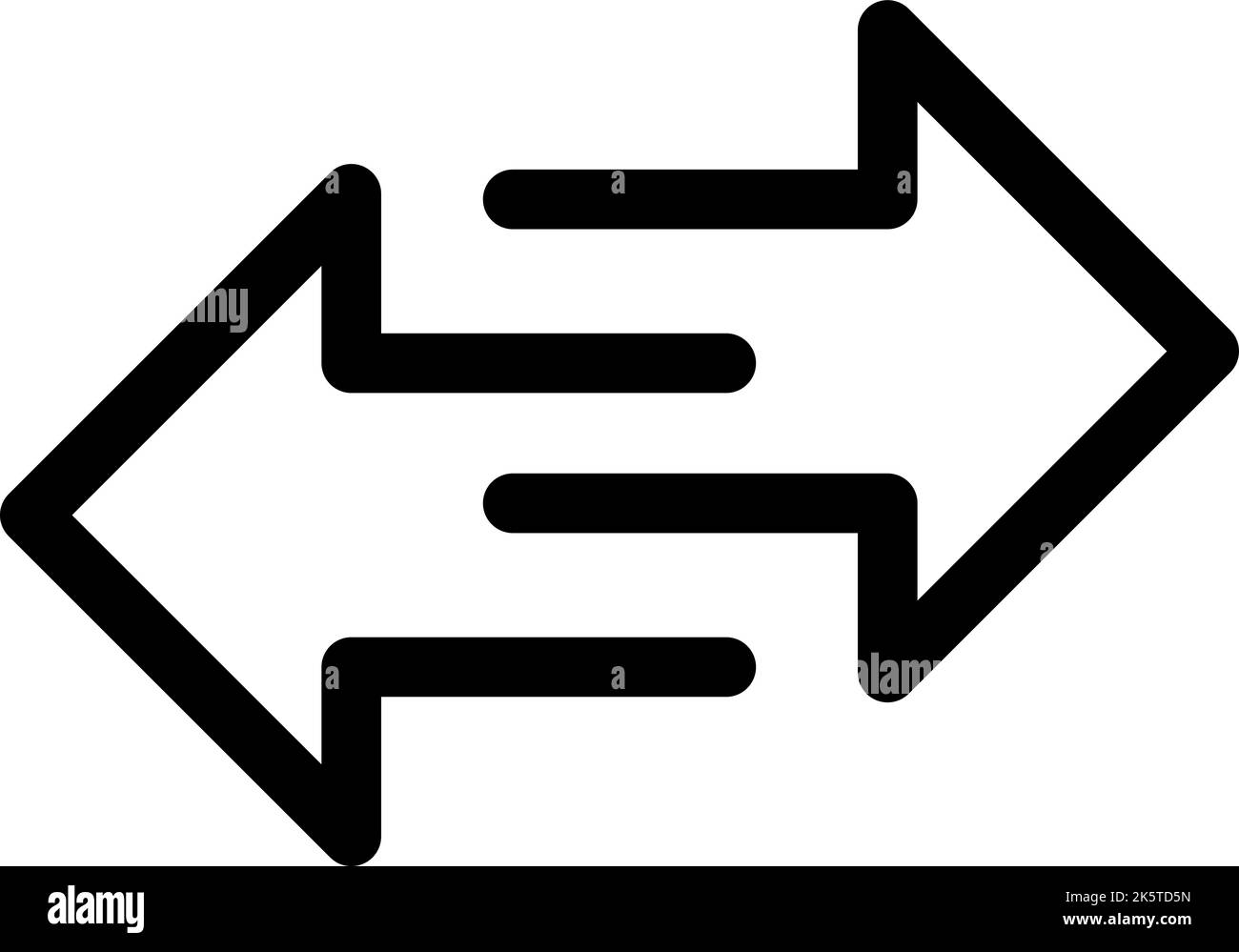 Two opposite arrows exchange vector icon. Transfer Arrow symbol. Different black directional ...