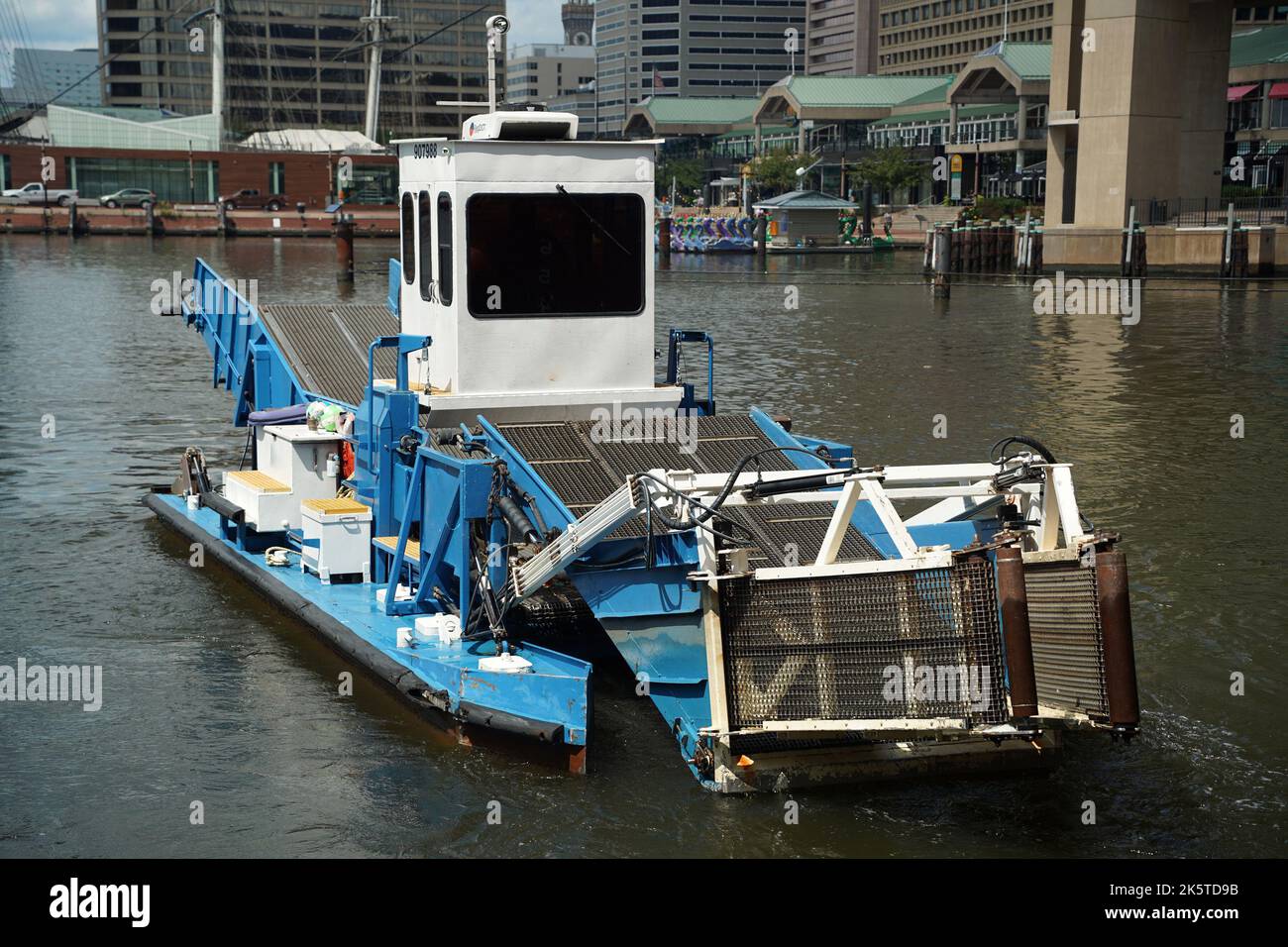 garbage plastic rubbish water sea cleaner boat floating machine Stock ...