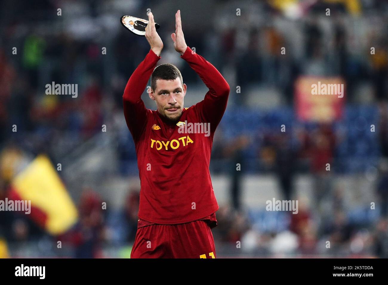 Andrea Belotti of Roma greets his supporters at the end of the Italian ...
