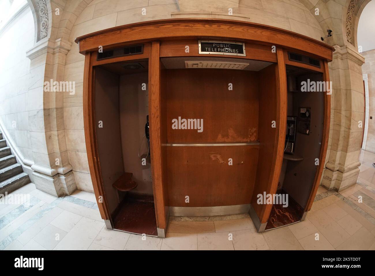 old telephone cabin in new york city public library Stock Photo - Alamy