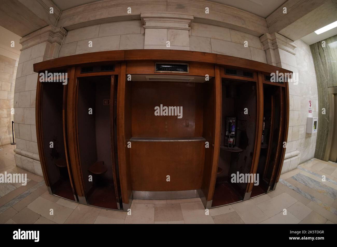 old telephone cabin in new york city public library Stock Photo - Alamy