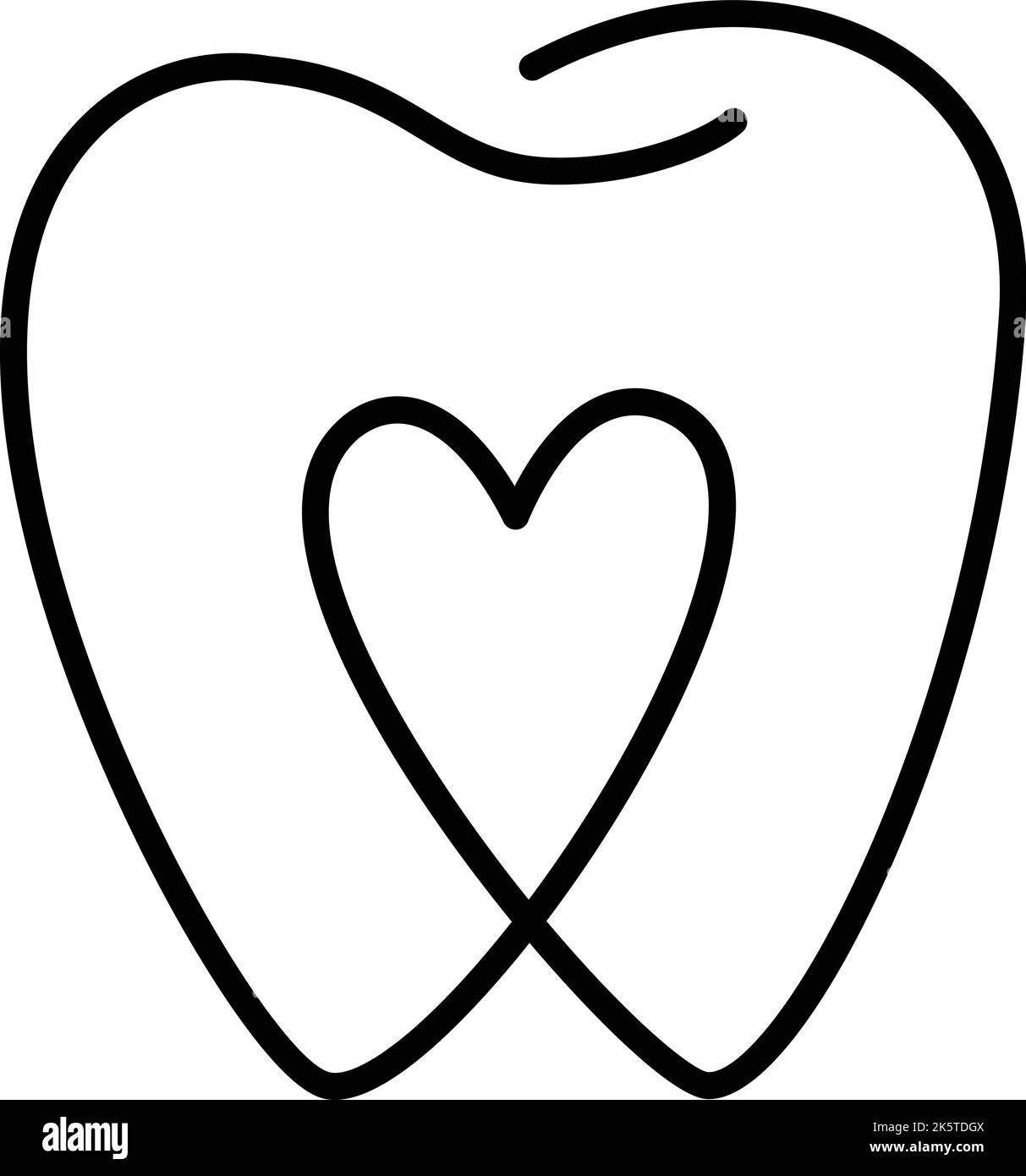 Calligraphic monoline vector tooth and heart icon. Dentistry symbol ...