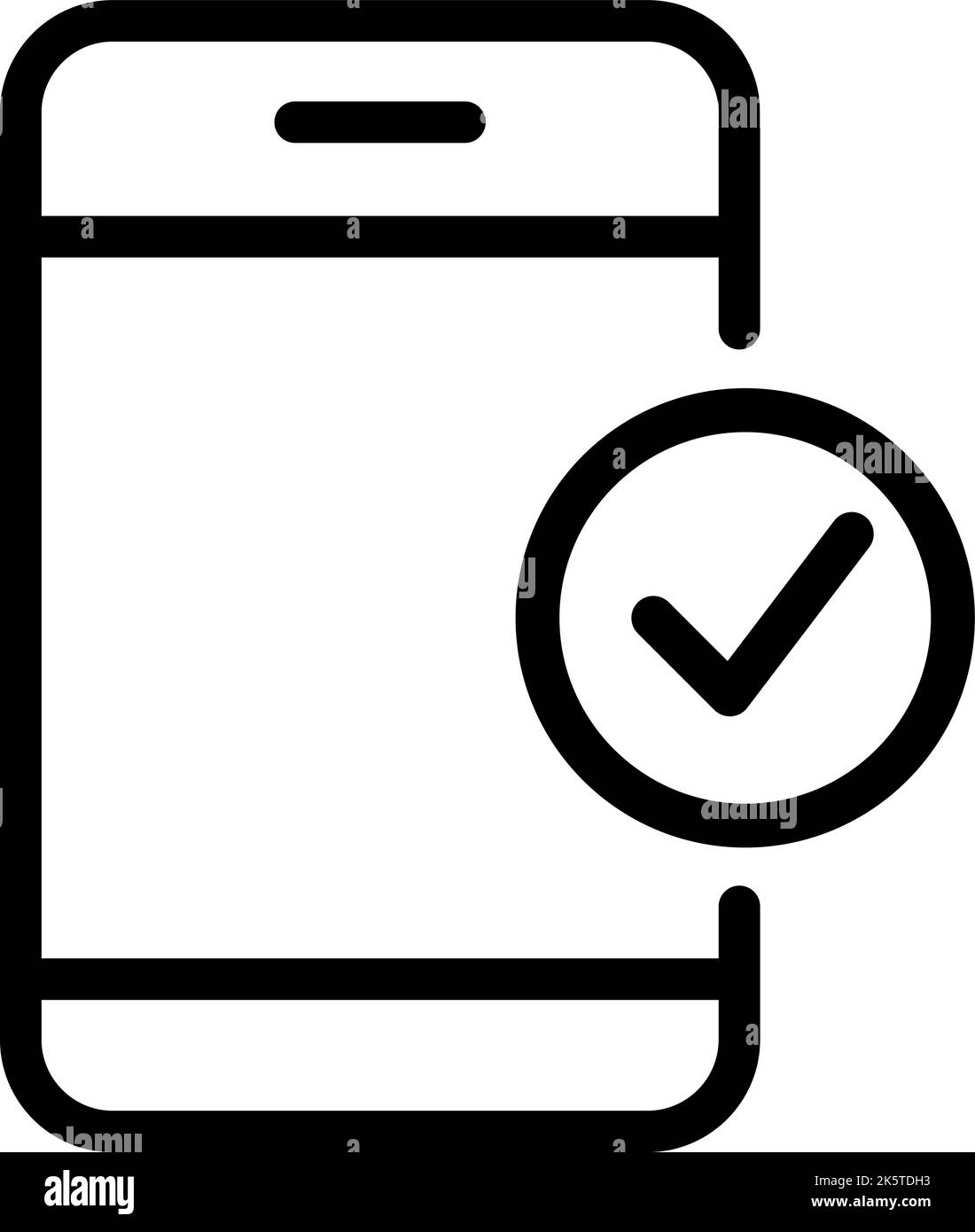 Cell phone icon with successful completed approval or accepted ok ...