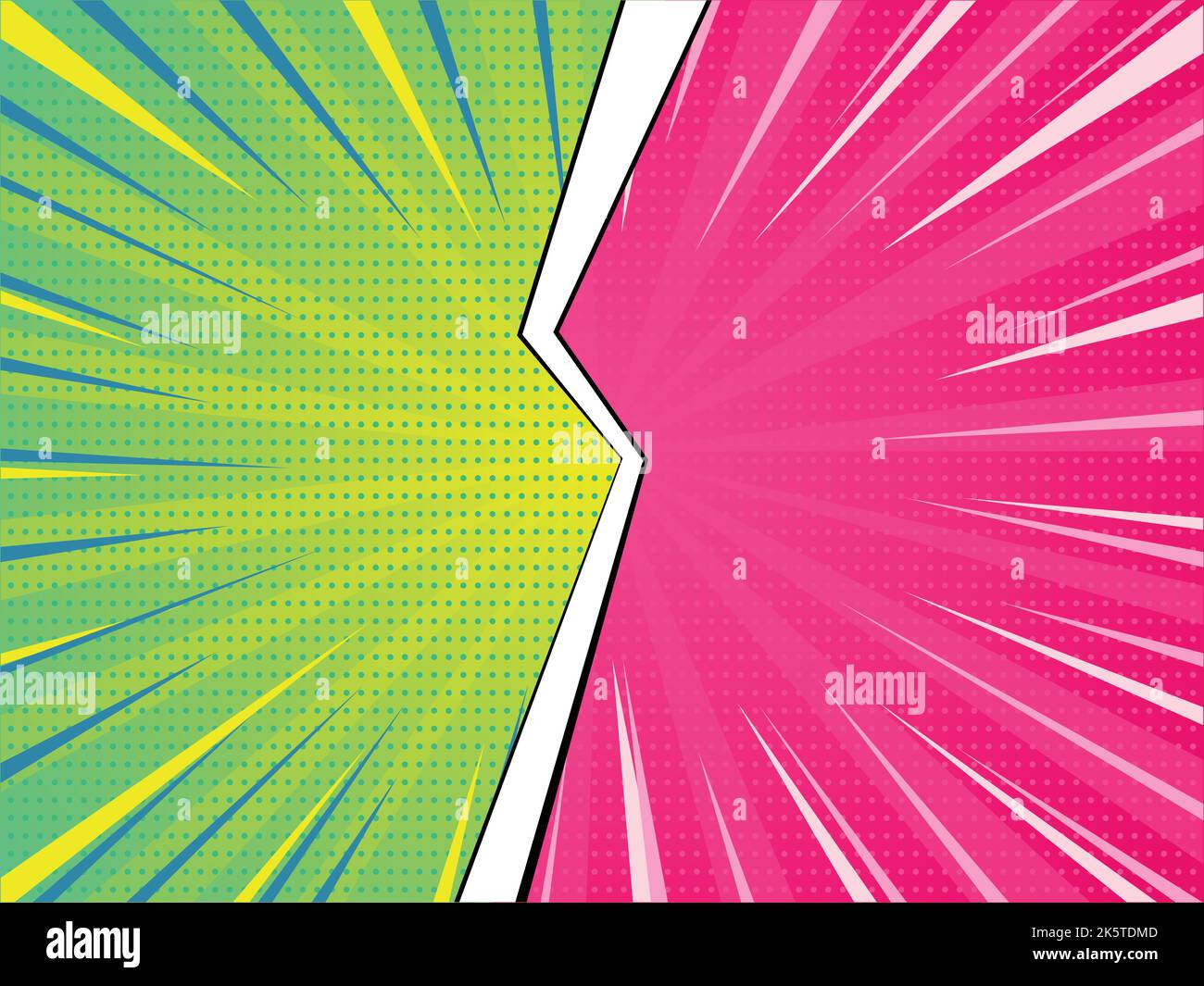 Green vs Pink Pop art Background, comic style. Retro style. vector ...