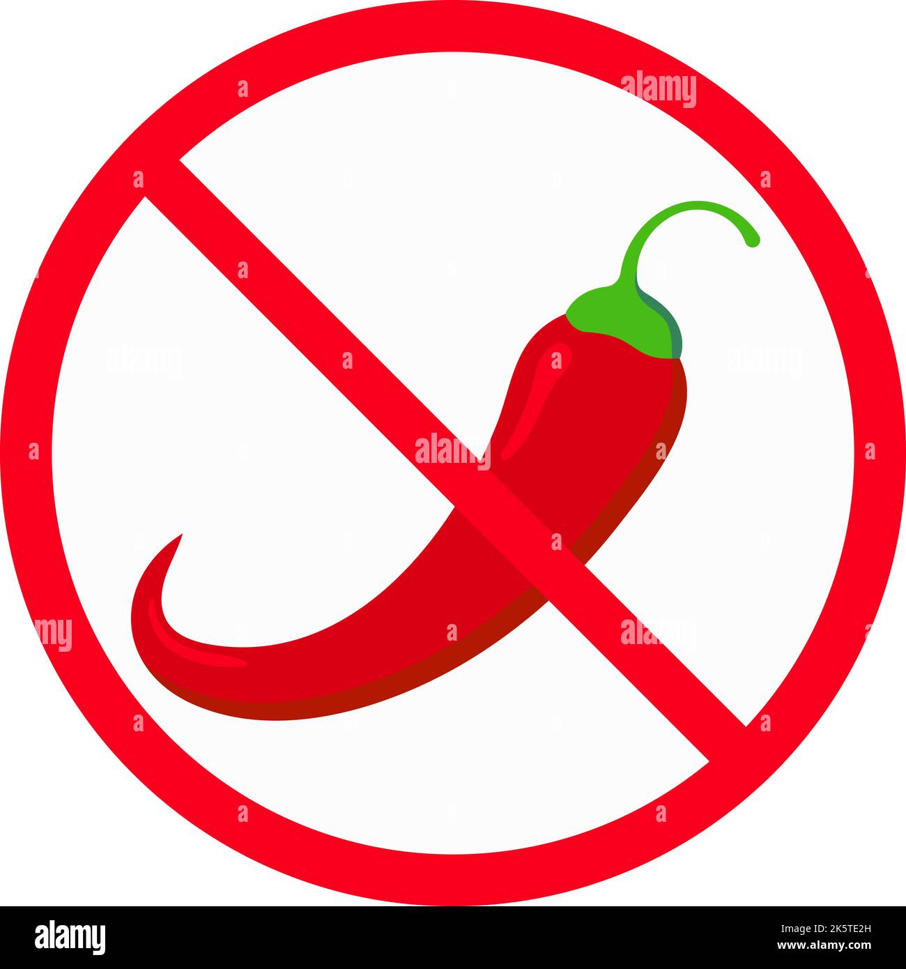 Spicy chilli pepper in avoid red crossed circle vector icon isolated on ...