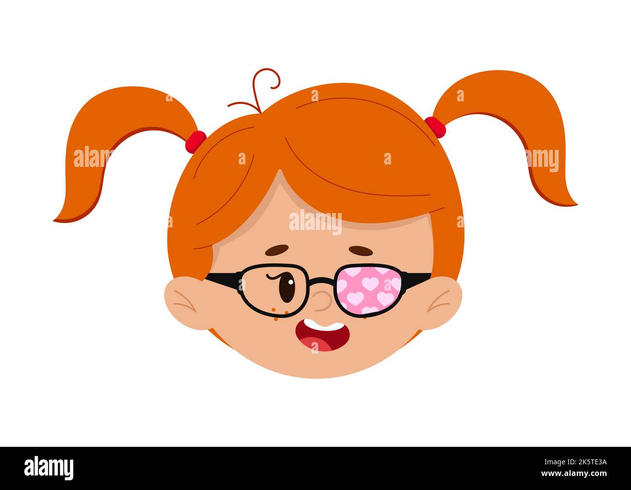 Amblyopia Eye Patch On Eyeglasses Girl Face Isolated On White Background Stock Vector Image