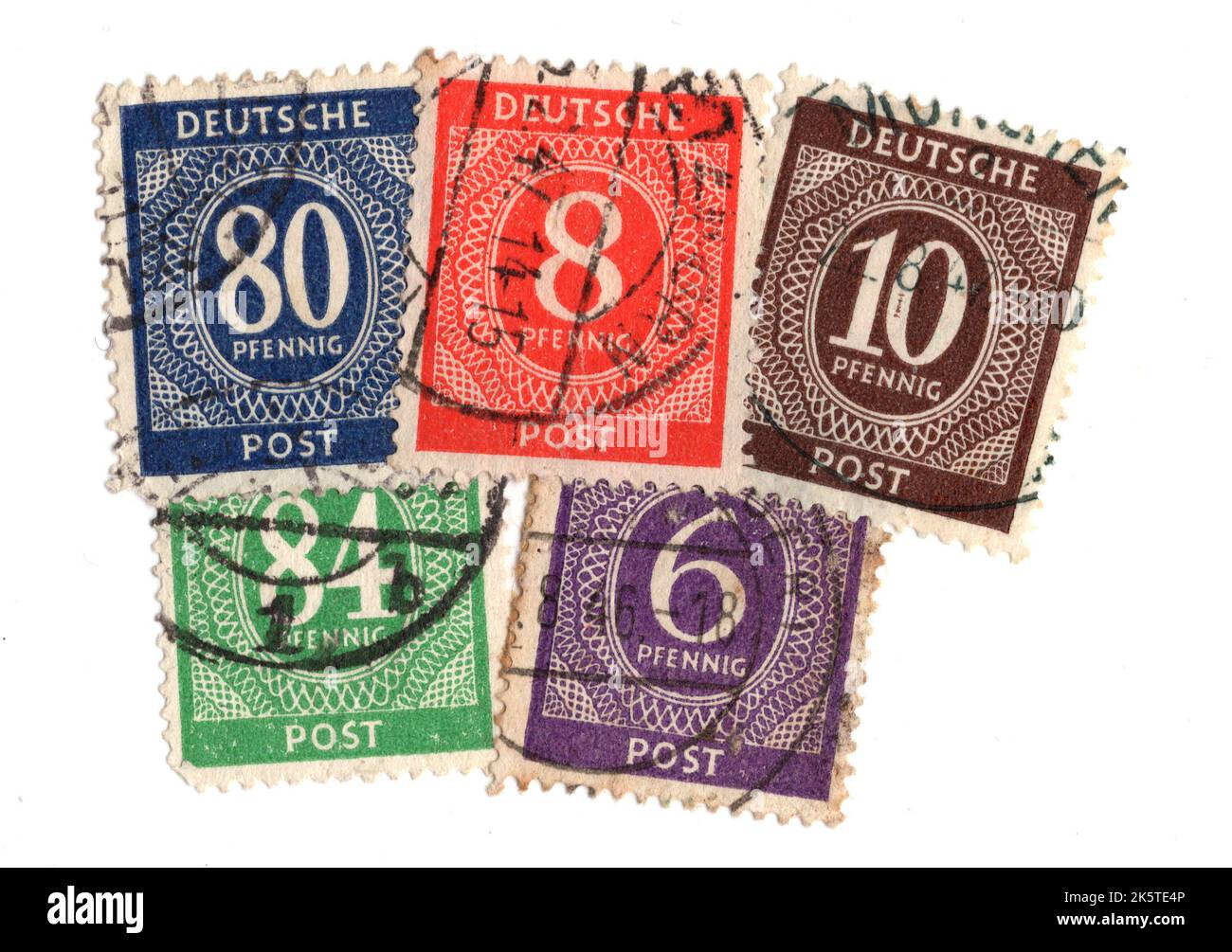 A montage of vintage postage stamps from Germany on a white background ...
