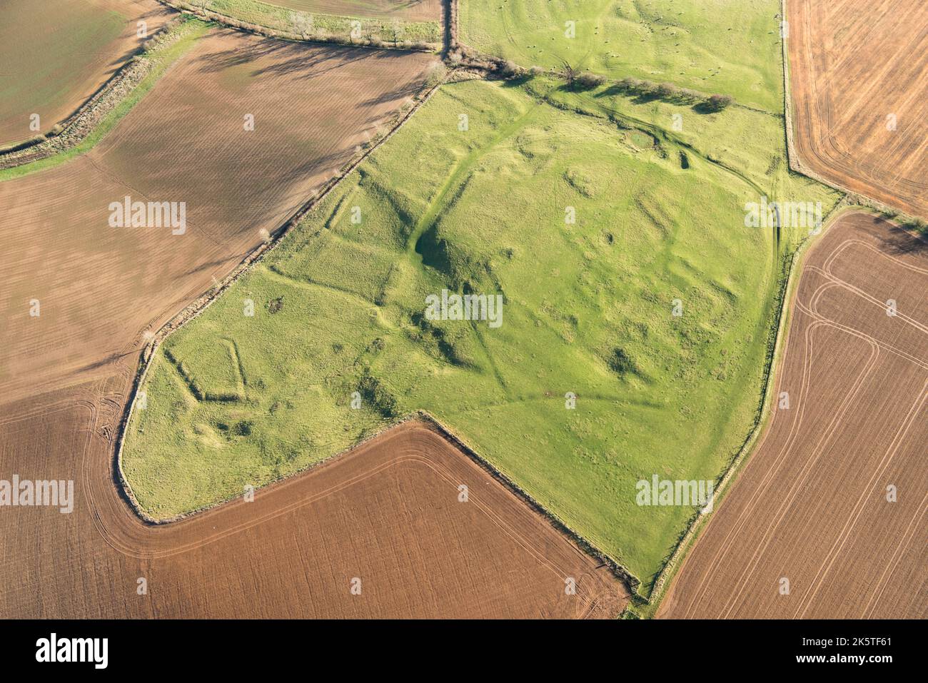 The deserted medieval village of Whatborough showing as earthworks ...