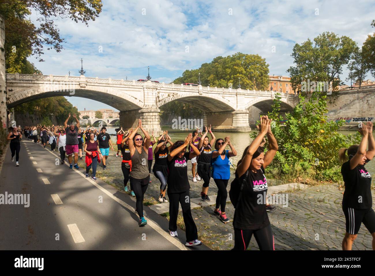 Rome, Italy - October 2022 - People doing physical activity along the ...
