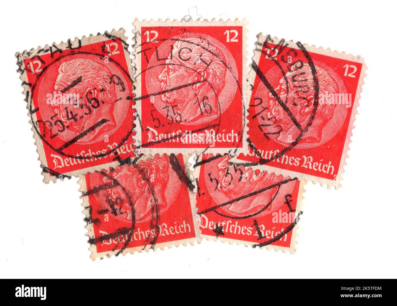 A montage of vintage postage stamps from Germany on a white background ...
