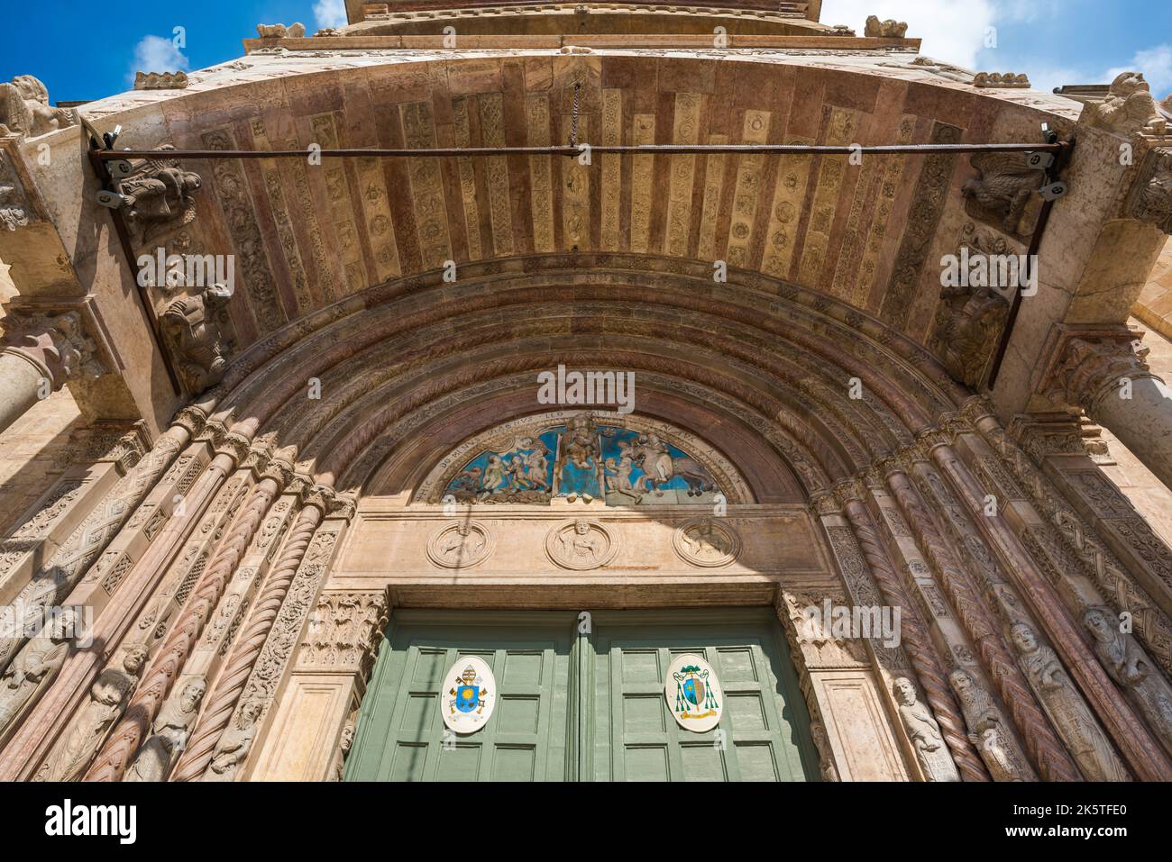 Cathedral Verona, view of the portico ceiling at the west entrance to ...