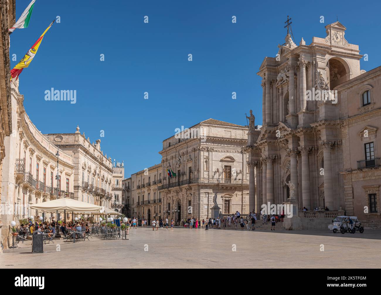 Syracuse, Italy - 09-16-2022: wide angle view of Piazza Duomo in ...