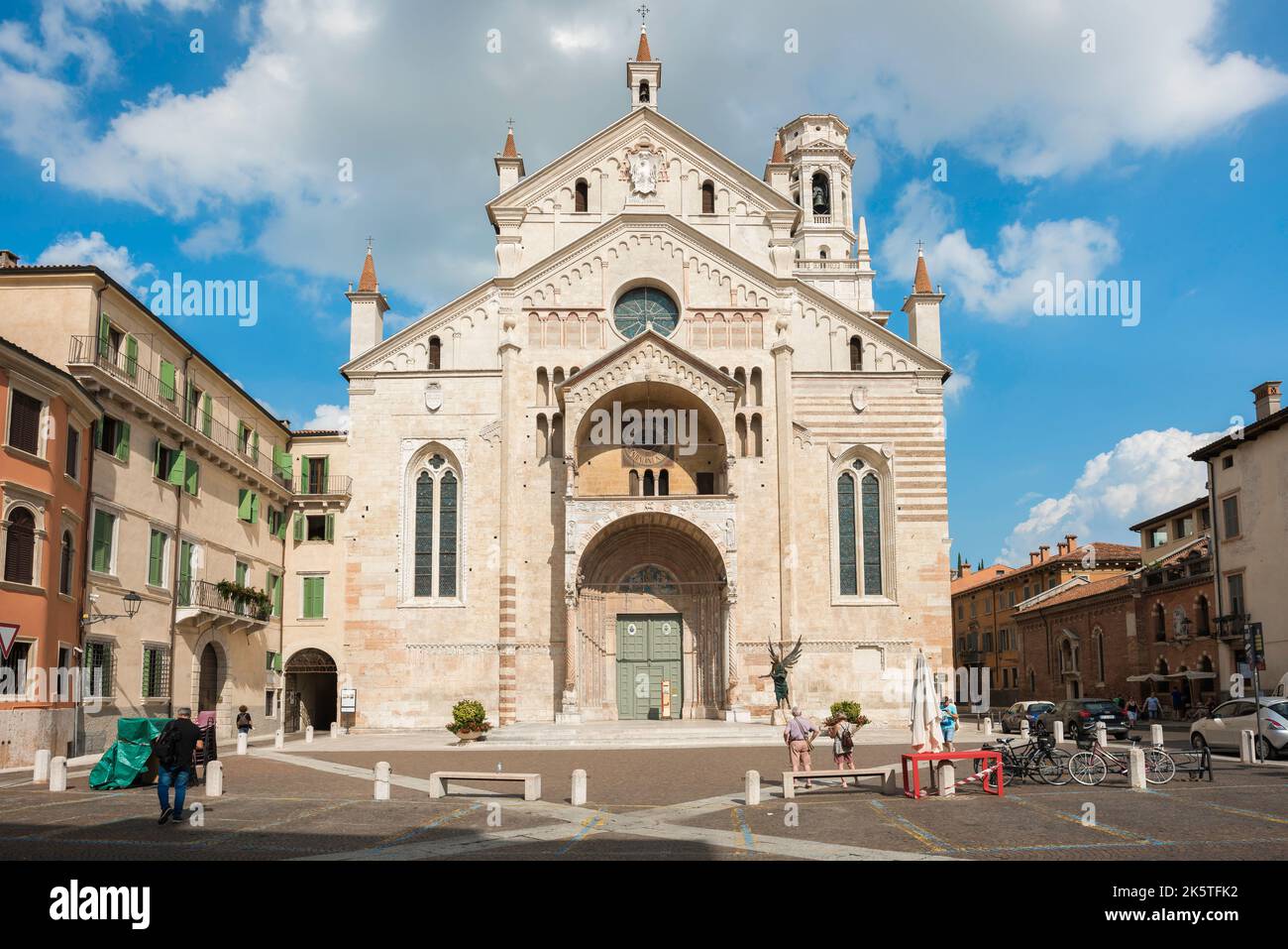 Verona cathedral, view in summer across the Piazza Duomo towards the ...