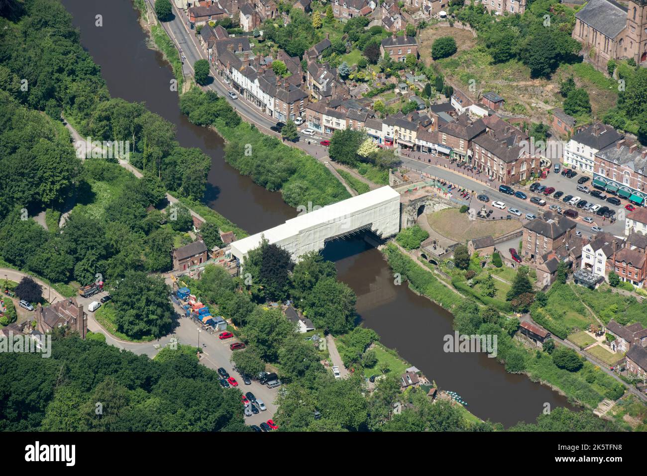 The Iron Bridge undergoing restoration. It was the world's first single ...