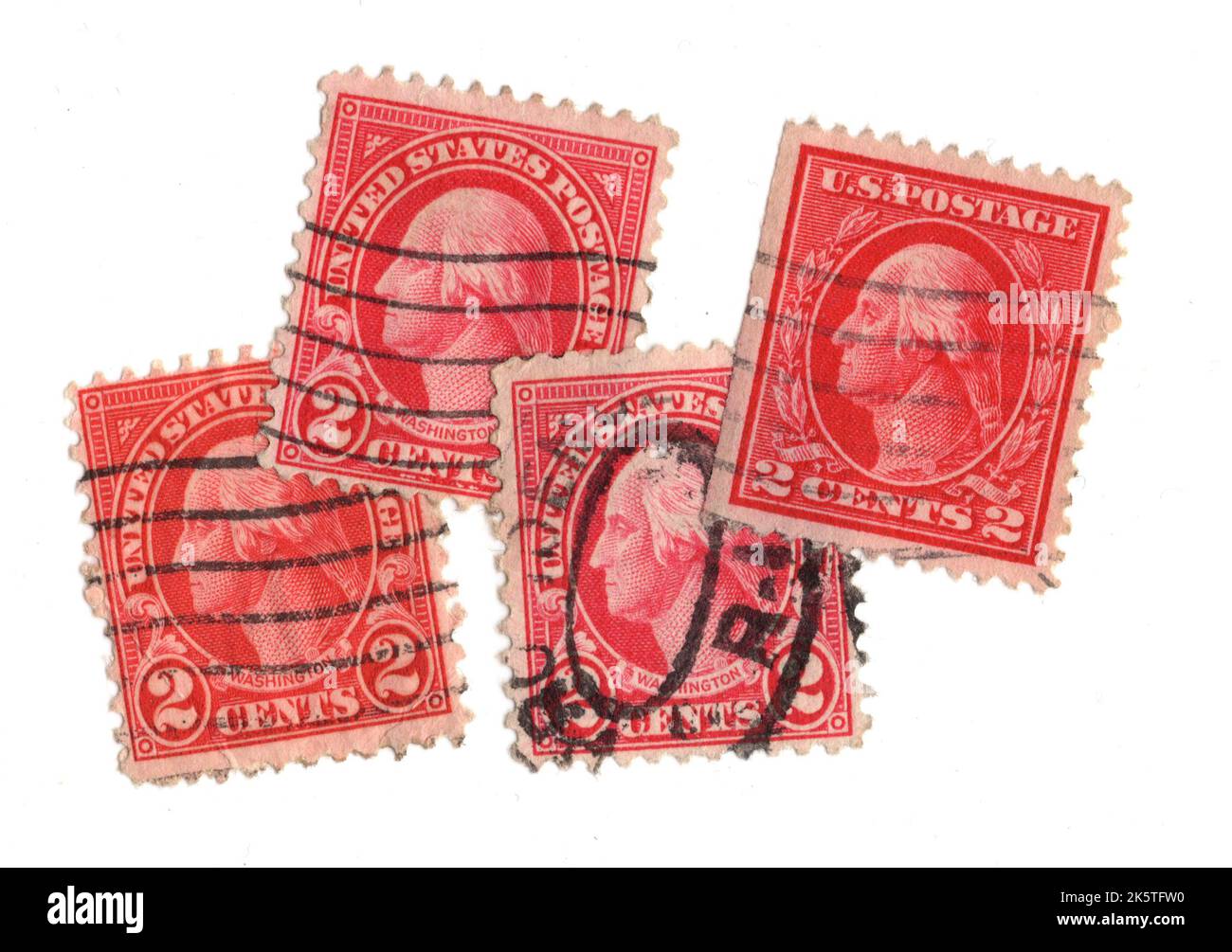 A montage of vintage postage stamps from the USA on a white background ...