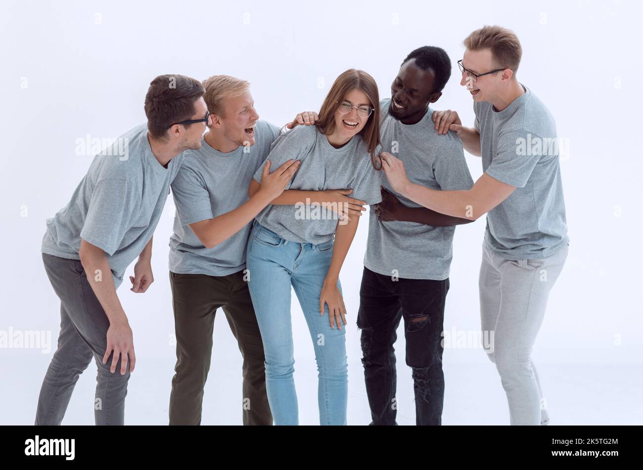 group of diverse friendly young people . isolated on white Stock Photo ...