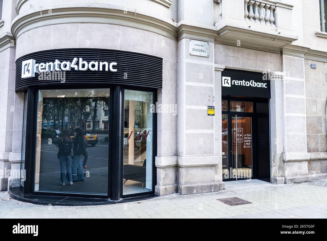 Barcelona, Spain - October 3, 2022: Facade and logo of the Renta 4 bank ...