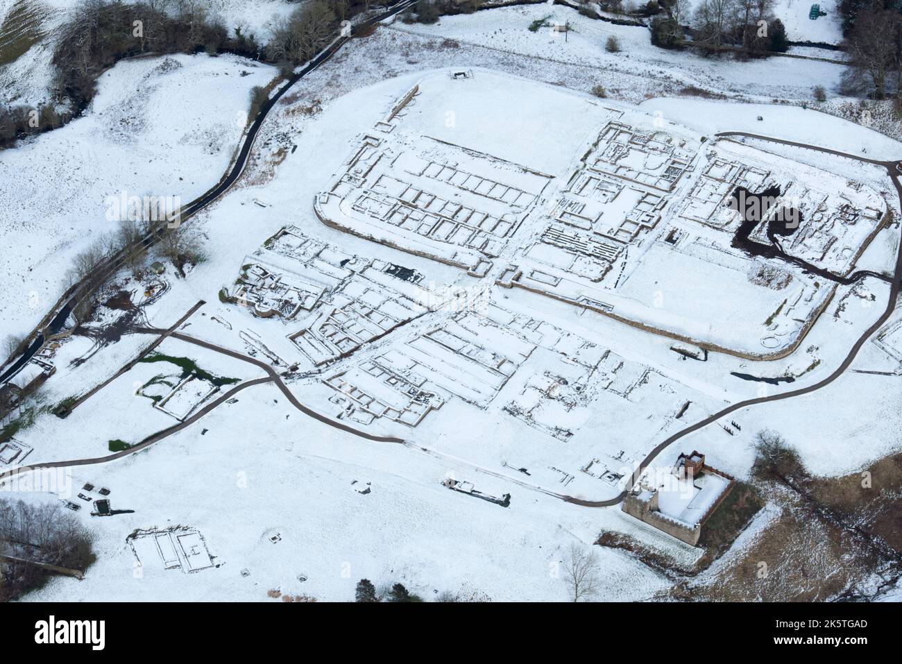 Vindolanda (Chesterholm) Roman fort in the snow, Northumberland, 2018 ...