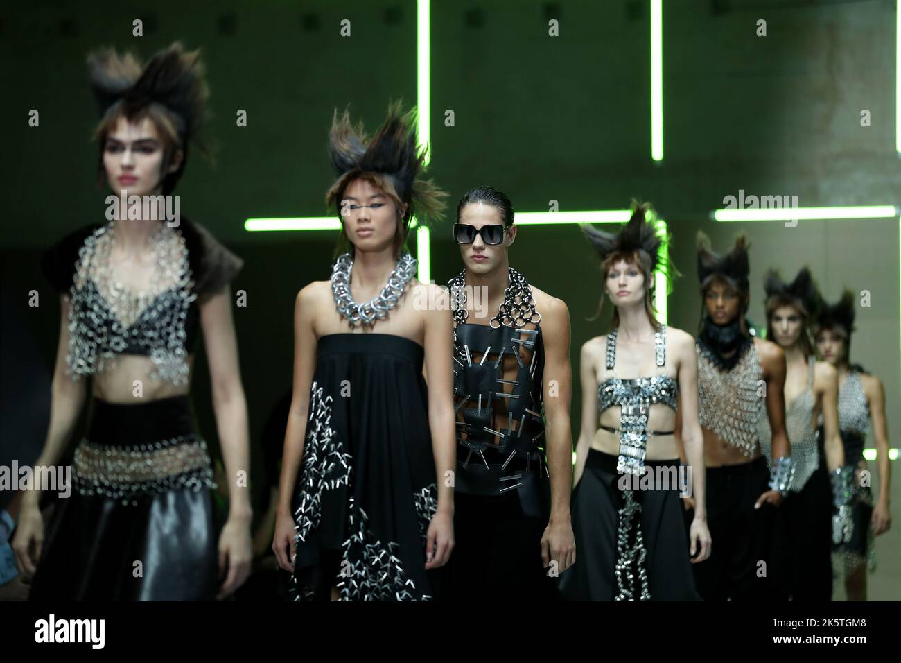 Lisbon, Portugal. 9th Oct, 2022. Models present creations from the ...
