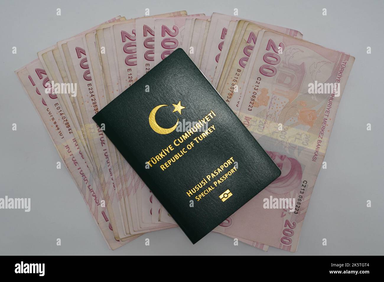 passport with Turkey and Turkish currency, passport and Turkey Identity ...