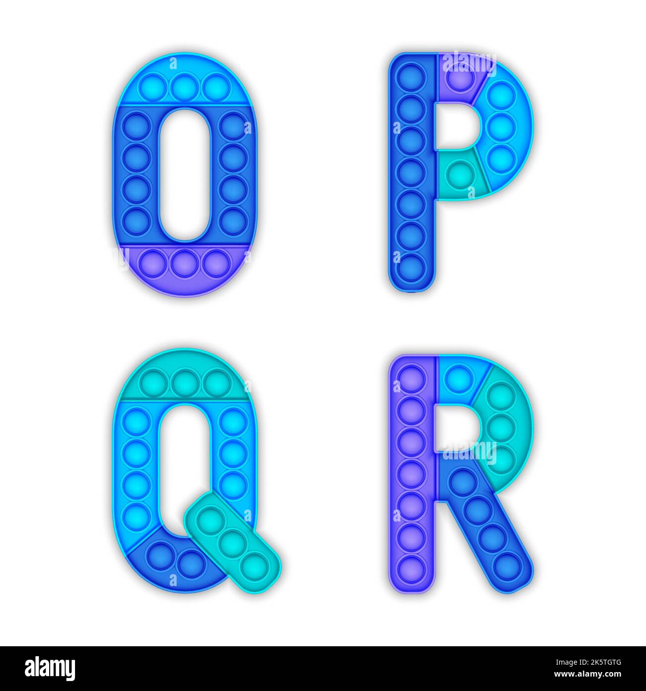 A set of blue realistic pop it toys in the form of an alphabet Stock ...