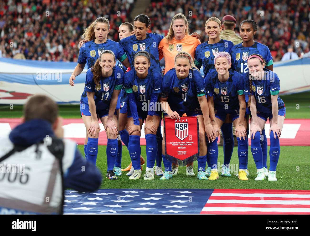 LONDON ENGLAND - OCTOBER 07: USA Team before kick off Back Row:- Emily ...