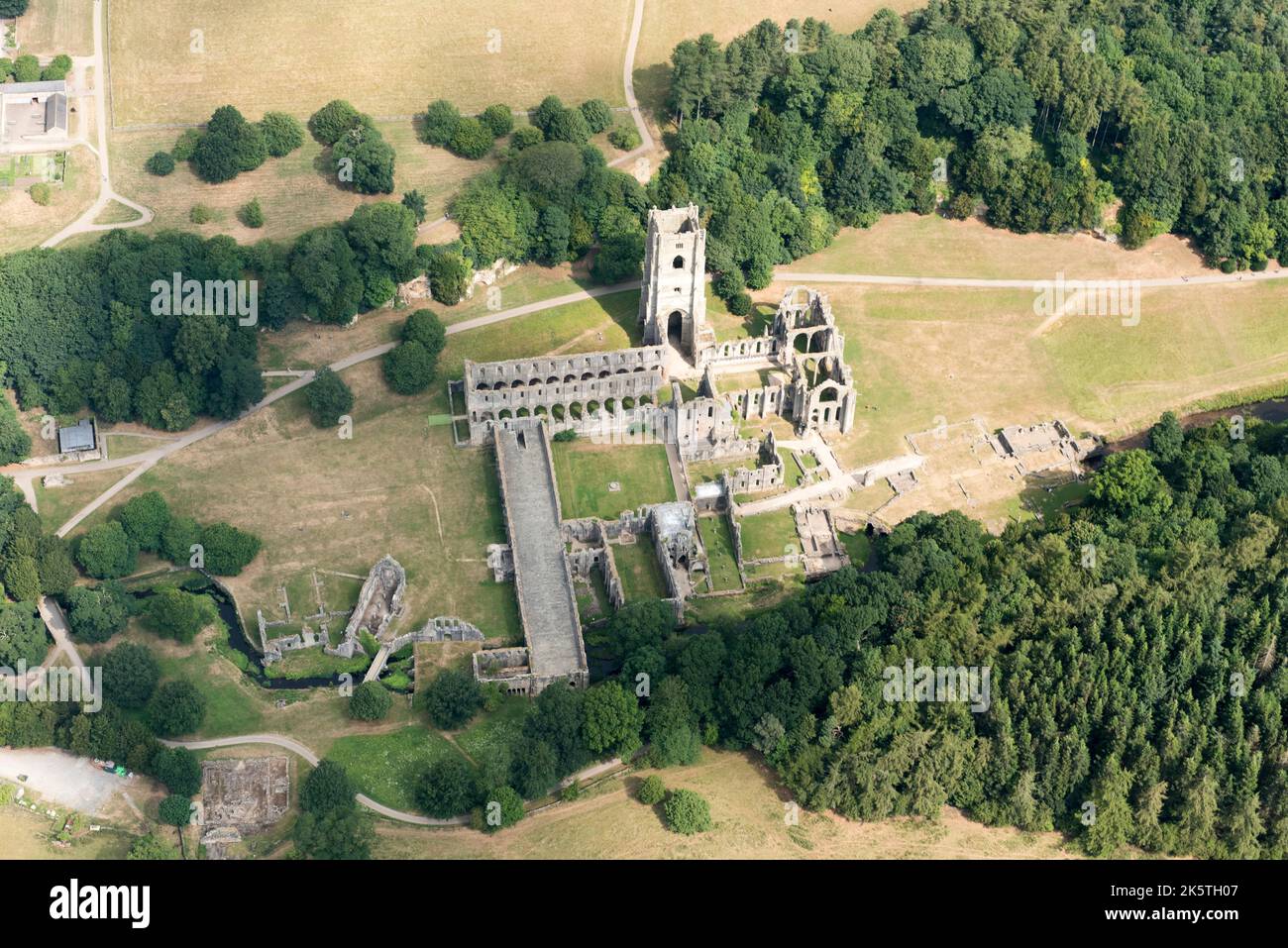 Aerial view of fountains abbey hi-res stock photography and images - Alamy