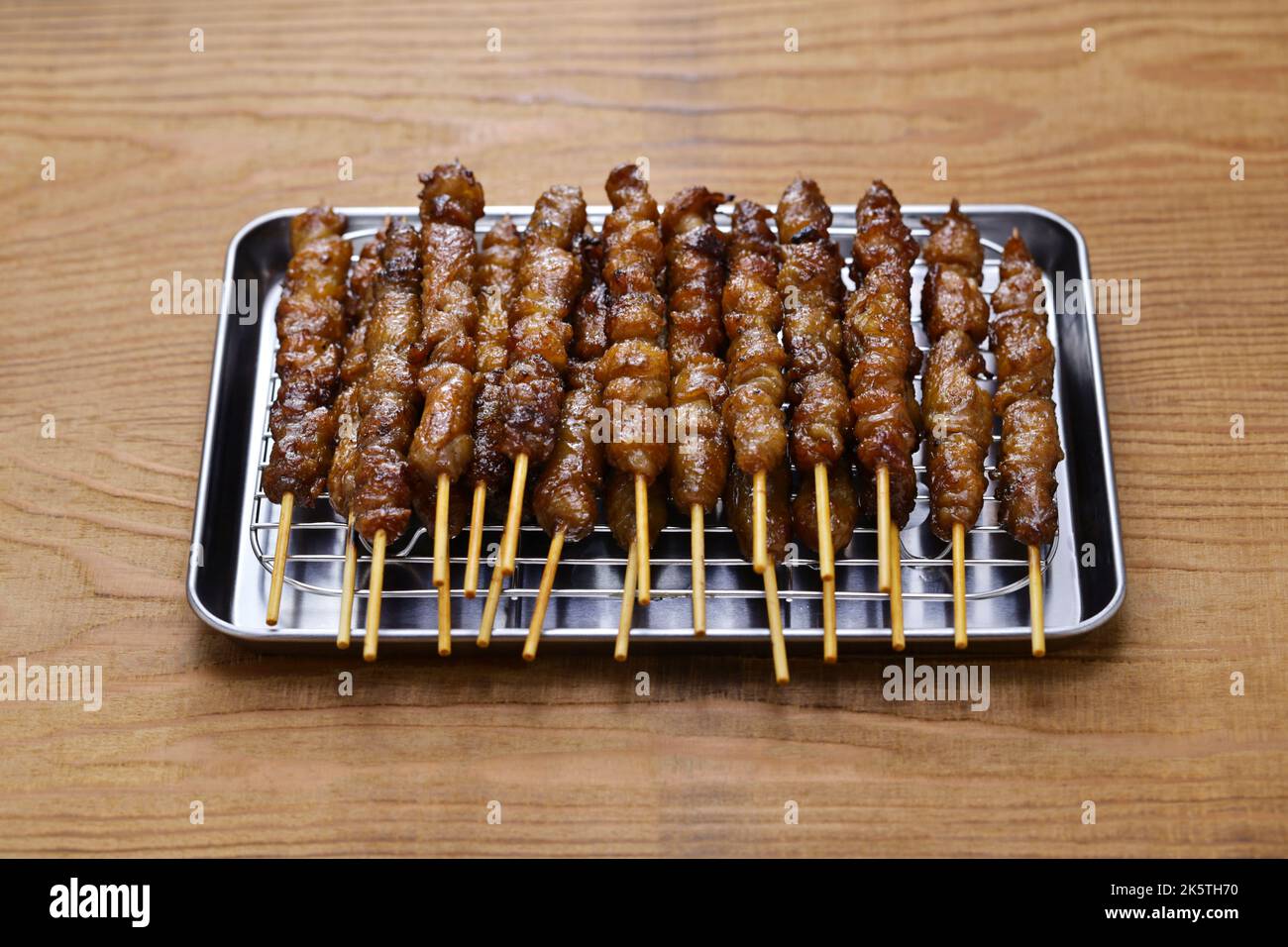 grilled chicken skin skewers ( Tori Kawa Yakitori ), Japanese food ...