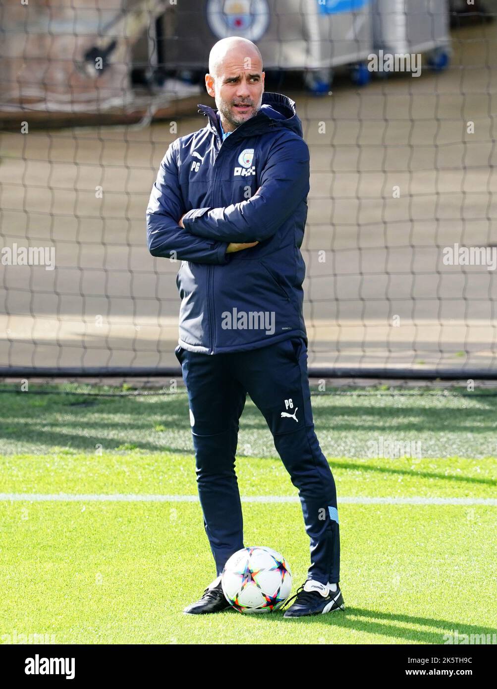 Manchester City manager Pep Guardiola during a training session at the ...