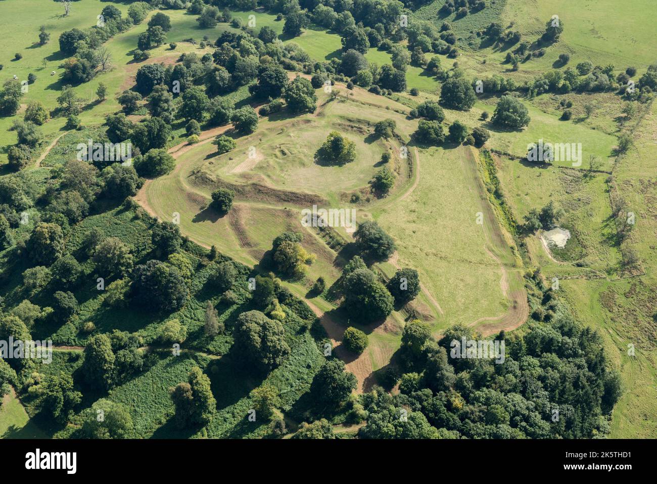Elmley Castle, a medieval ringwork and bailey located within two Iron ...